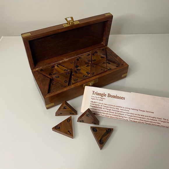 Games | Vintage Triangle Wooden Dominoes Game Made In India | Poshmark